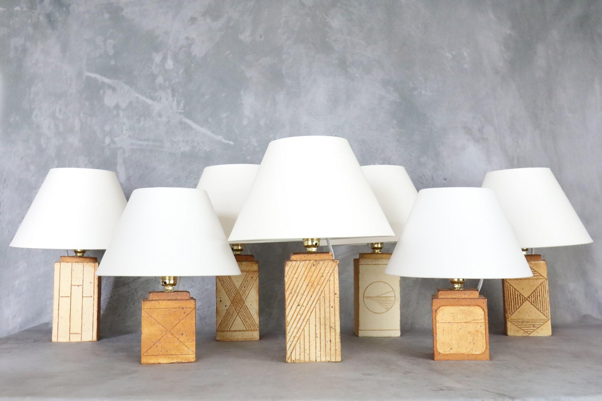 Set of 7 French Ceramic Lamps, South of France Studio Pottery For Sale ...