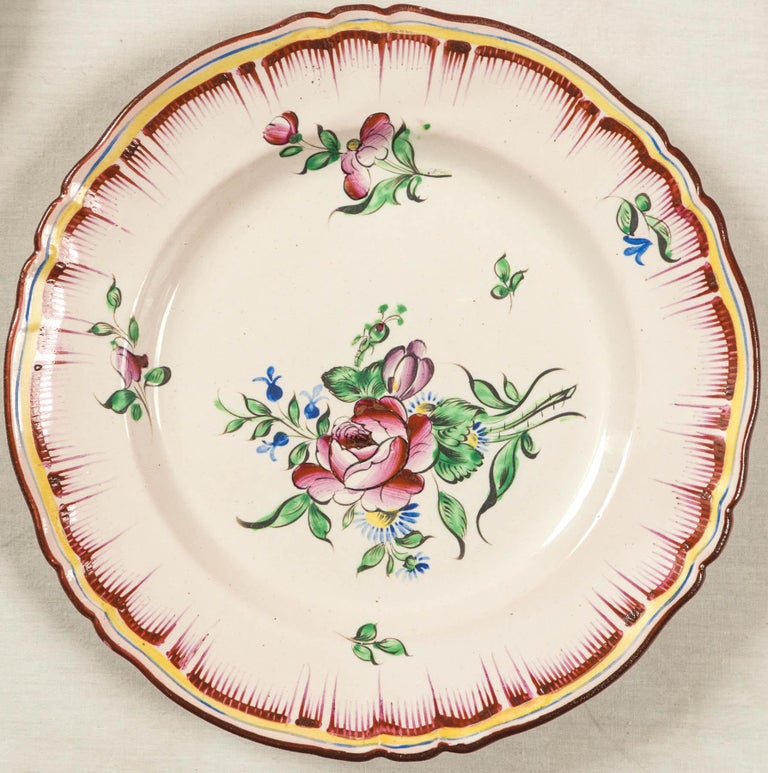 Set of 7 French Faience Plates, Late 19th Century at 1stDibs