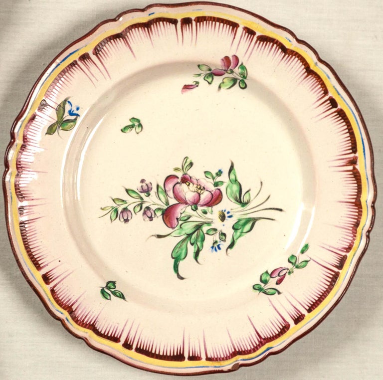 Set of 7 French Faience Plates, Late 19th Century at 1stDibs