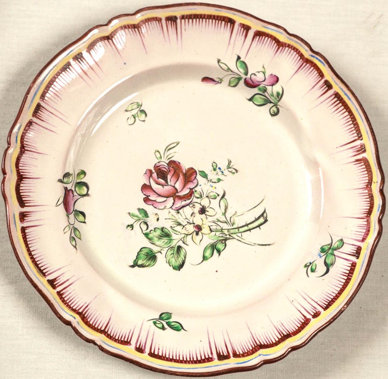 Set of 7 French Faience Plates, Late 19th Century at 1stDibs
