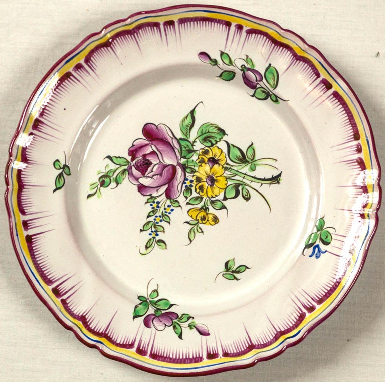 Set of 7 French Faience Plates, Late 19th Century at 1stDibs