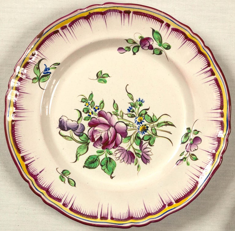 Set of 7 French Faience Plates, Late 19th Century at 1stDibs