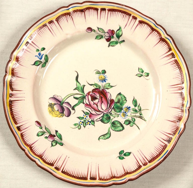 Set of 7 French Faience Plates, Late 19th Century at 1stDibs