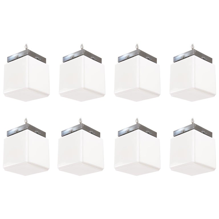 Set of 8 1930s Cube Ceiling Lights For Sale at 1stDibs