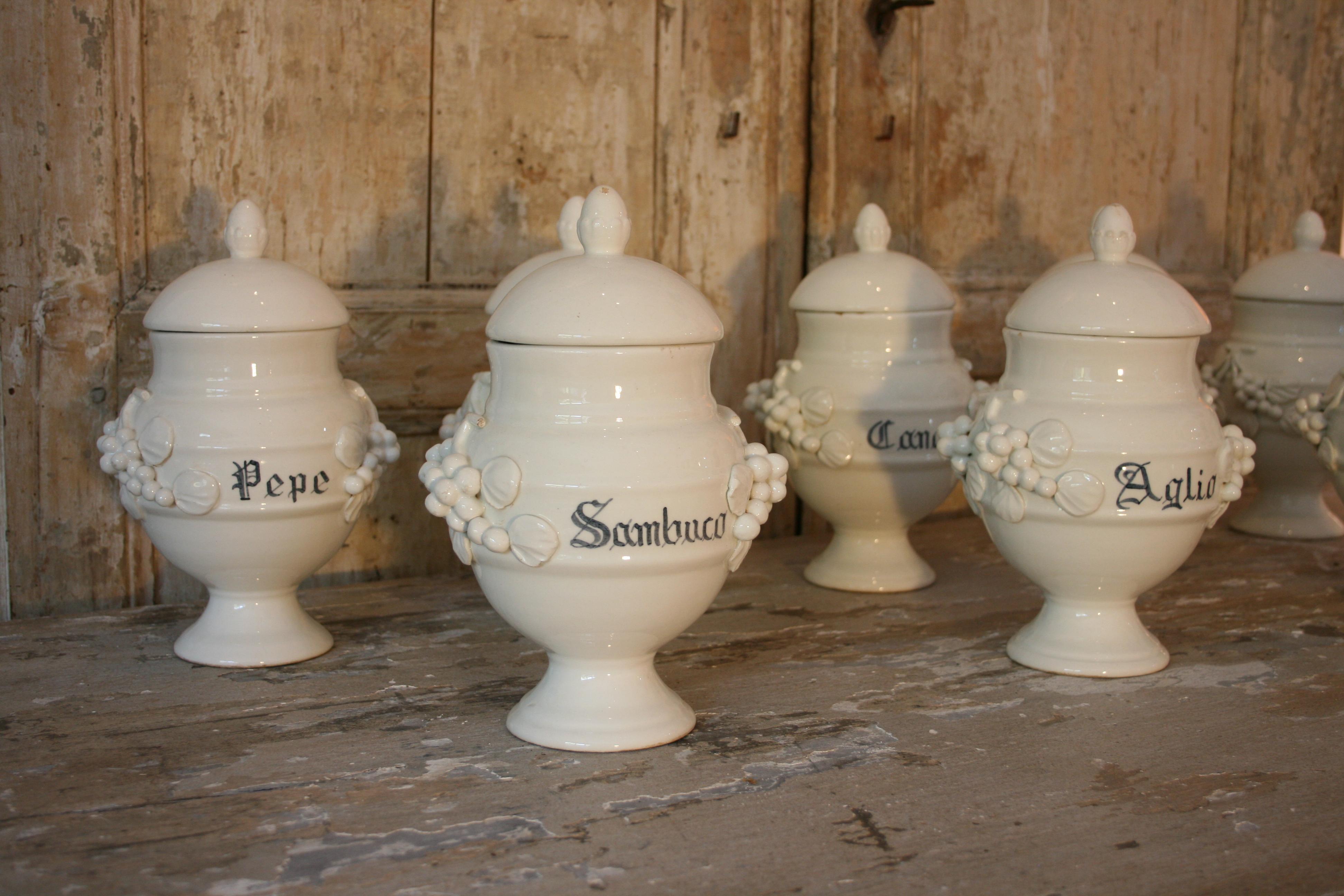 Set of 8 19th Century Italian stamped Apothecary / Pharmacy Jars at ...