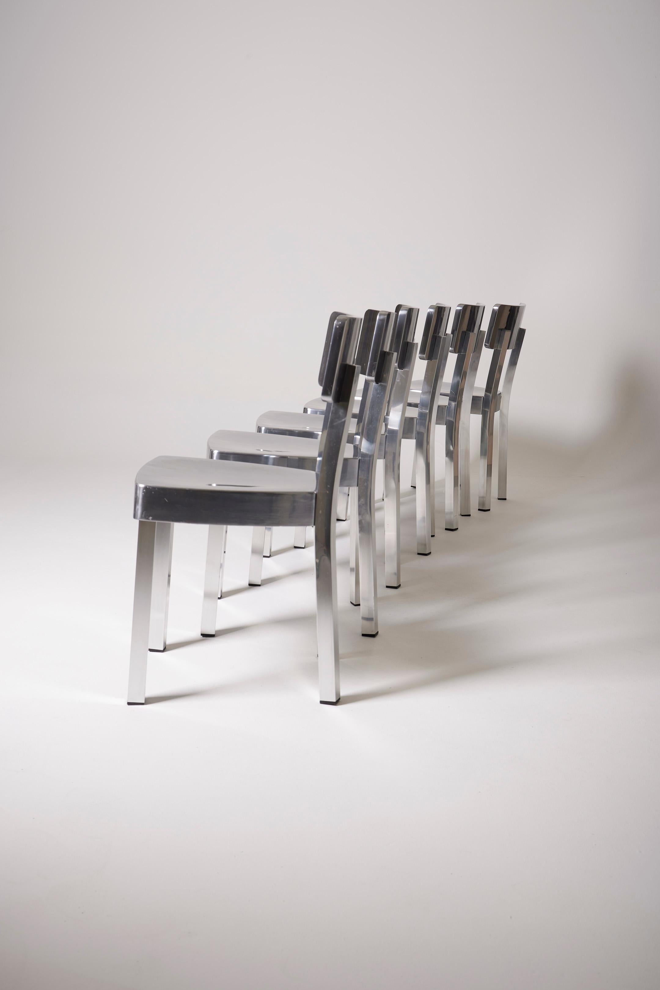 Set of 8 aluminum chairs by Paola Navone For Sale at 1stDibs