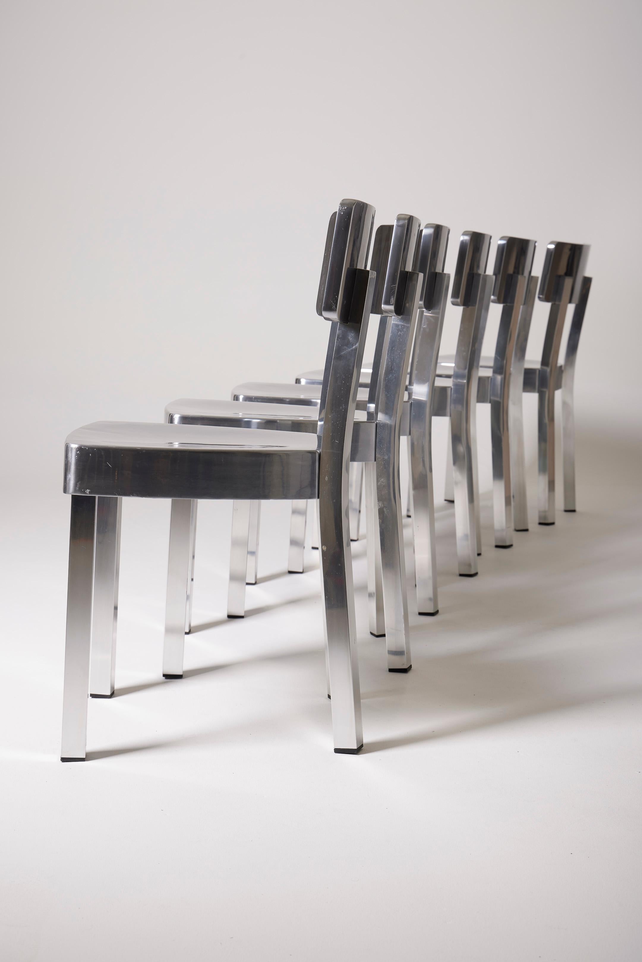 Set of 8 aluminum chairs by Paola Navone For Sale at 1stDibs