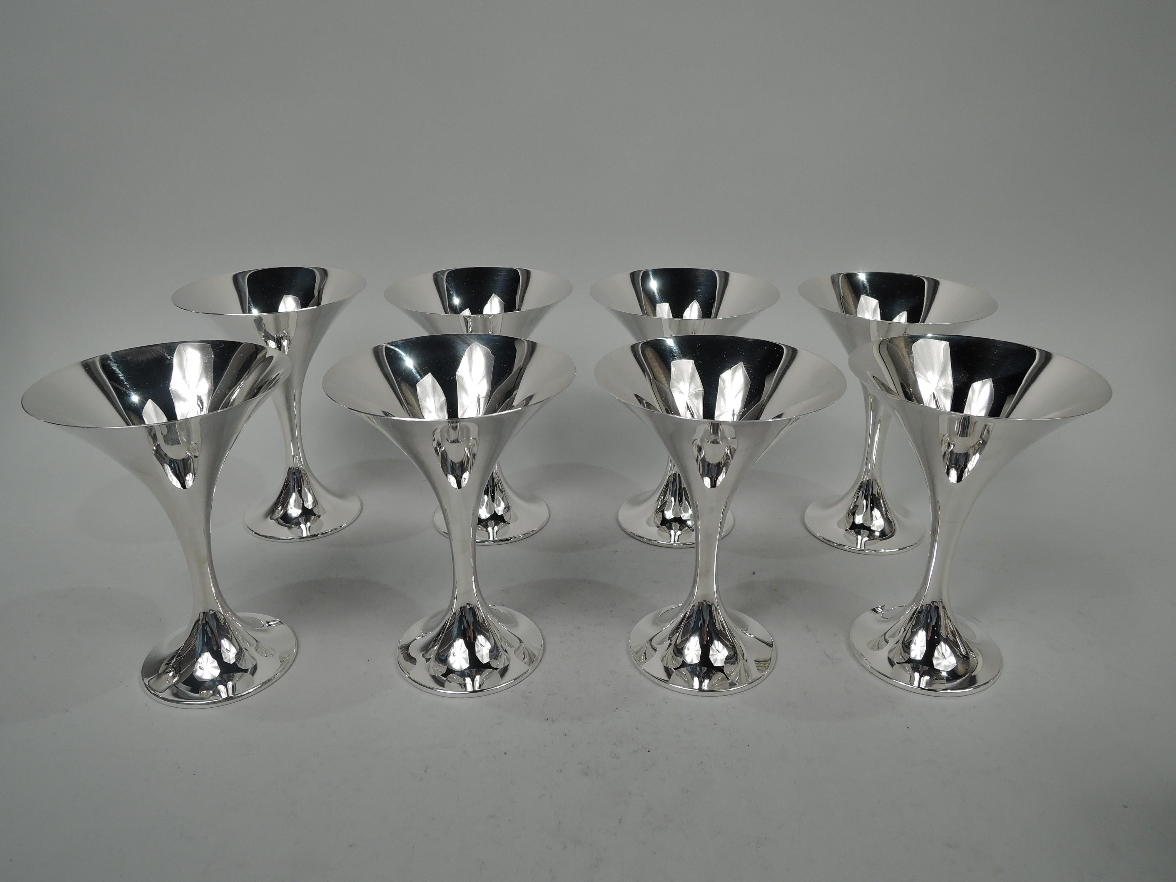 Set of 8 American Midcentury Modern Sterling Silver Cocktail Cups For ...