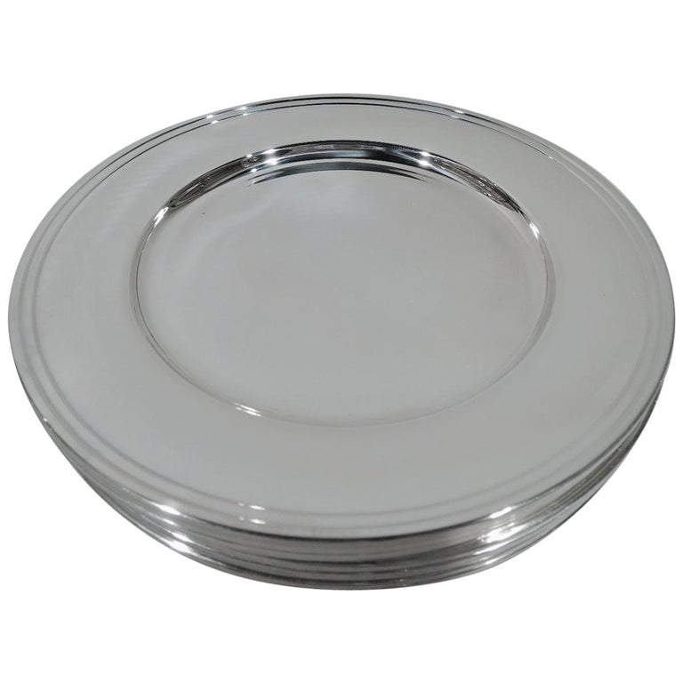 Set of 8 American Modern Sterling Silver Bread and Butter Plates For ...