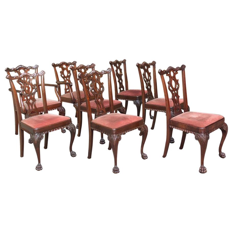 Set of 10 Antique Gilded Chippendale Dining Chairs Includes 2 Armchairs ...