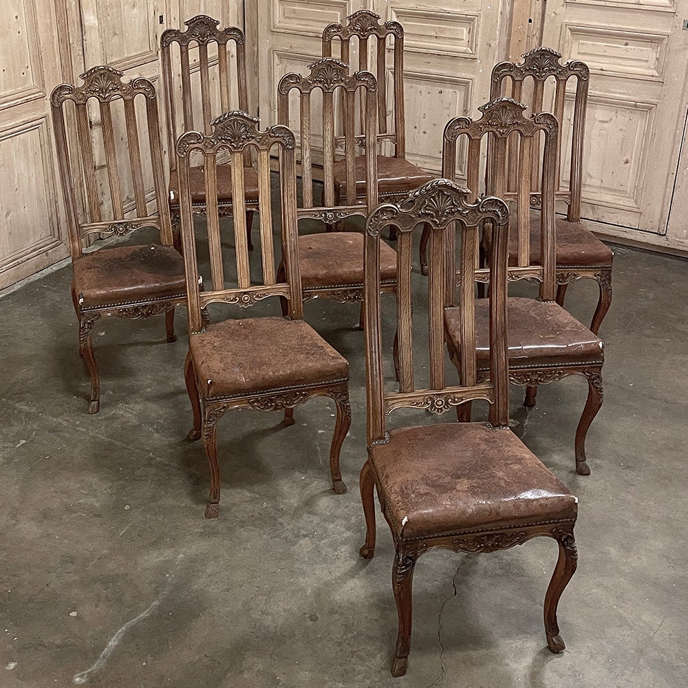 Set of 8 Antique Liegoise Louis XIV Dining Chairs For Sale at 1stDibs