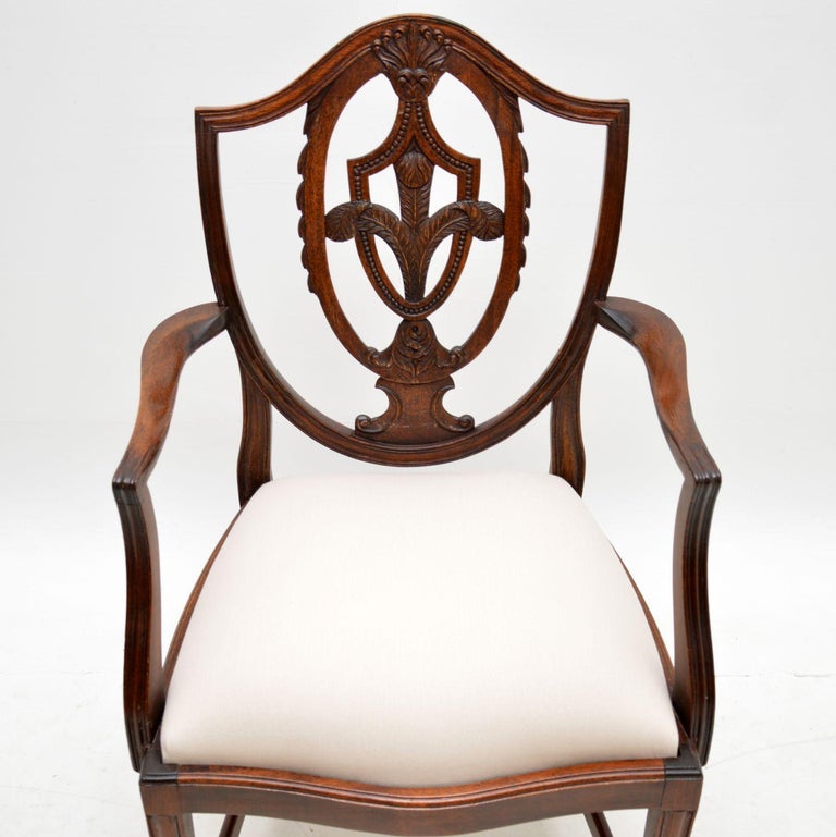 Set of 8 Antique Shield Back Dining Chairs For Sale at 1stDibs