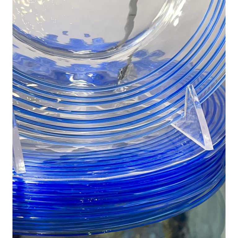 Set of 8 Art Deco Frederick Carder for Steuben Blue Threaded Crystal ...