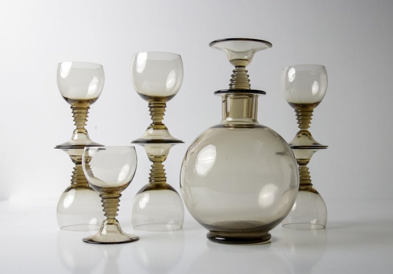 Set of 8 Art Deco "Traditie" W.J. Rozendaal 1932-'33 Decanter and 7 ...