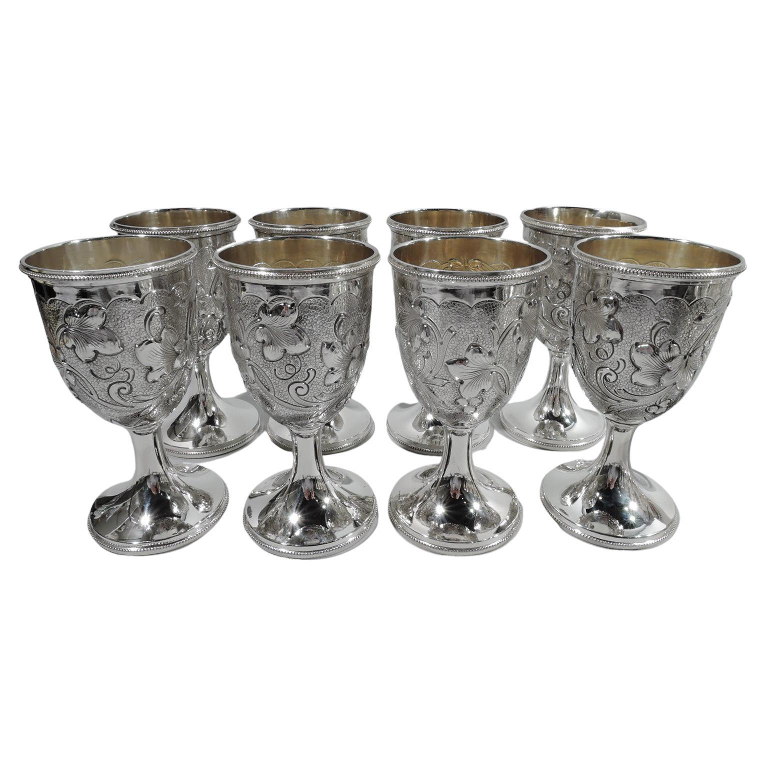 Art Nouveau Set of Sterling Silver Brushes, Comb and Mirror at 1stDibs