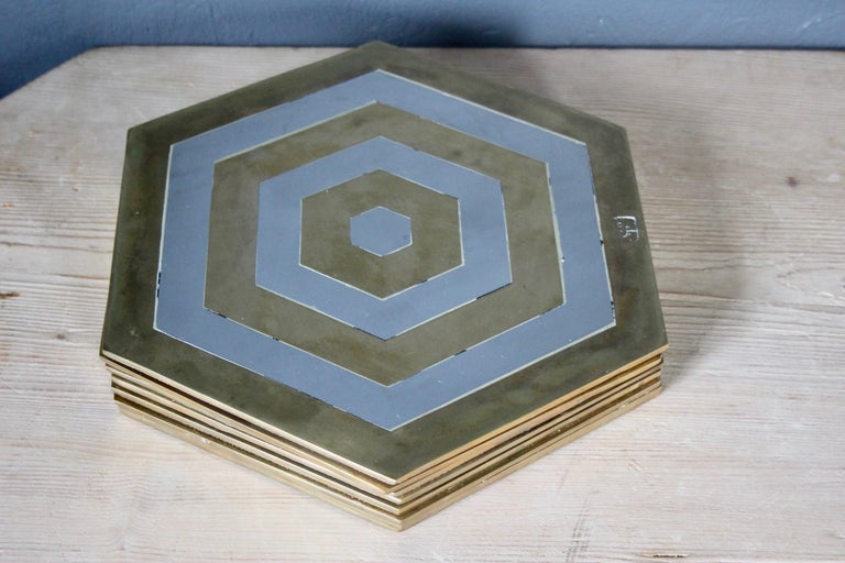 Set of 8 Bicolor Metal Trivet For Sale at 1stDibs
