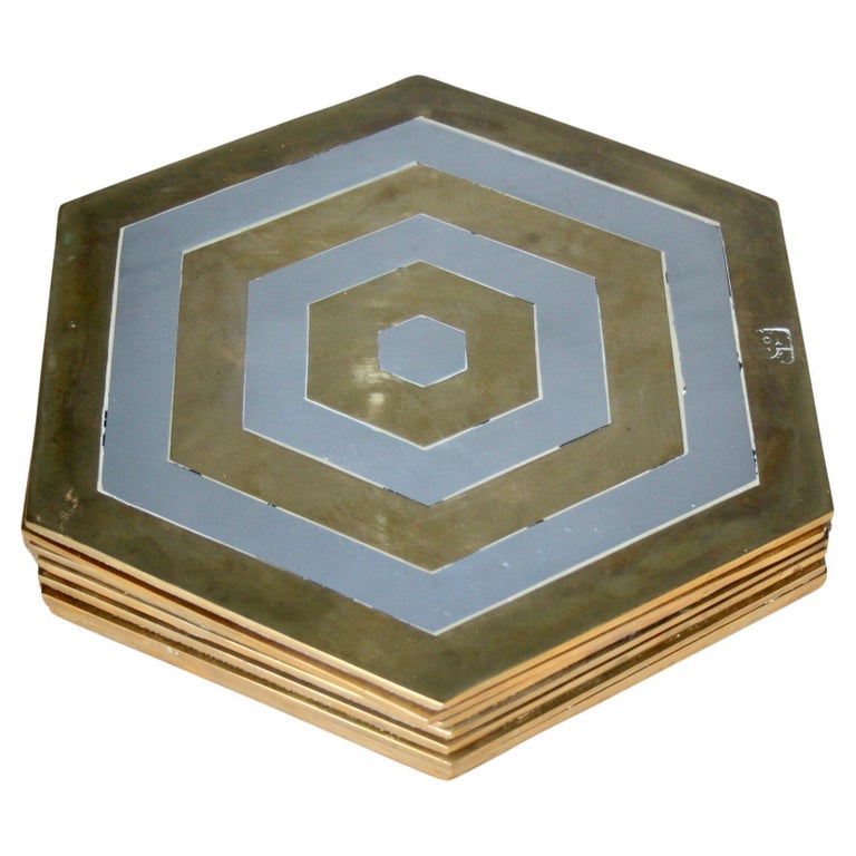 Set of 8 Bicolor Metal Trivet For Sale at 1stDibs