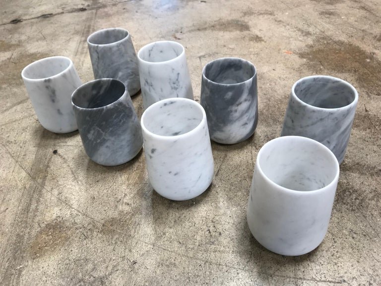 Set of 8 Carrara Marble Glasses, Italy For Sale at 1stDibs