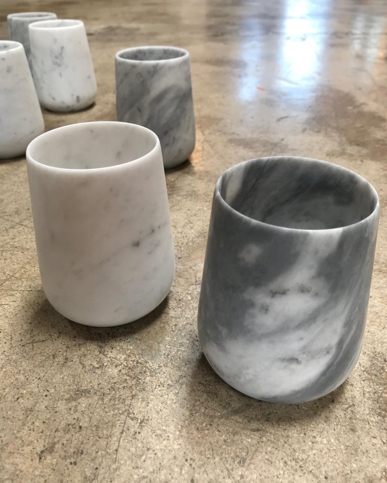 Set of 8 Carrara Marble Glasses, Italy For Sale at 1stDibs