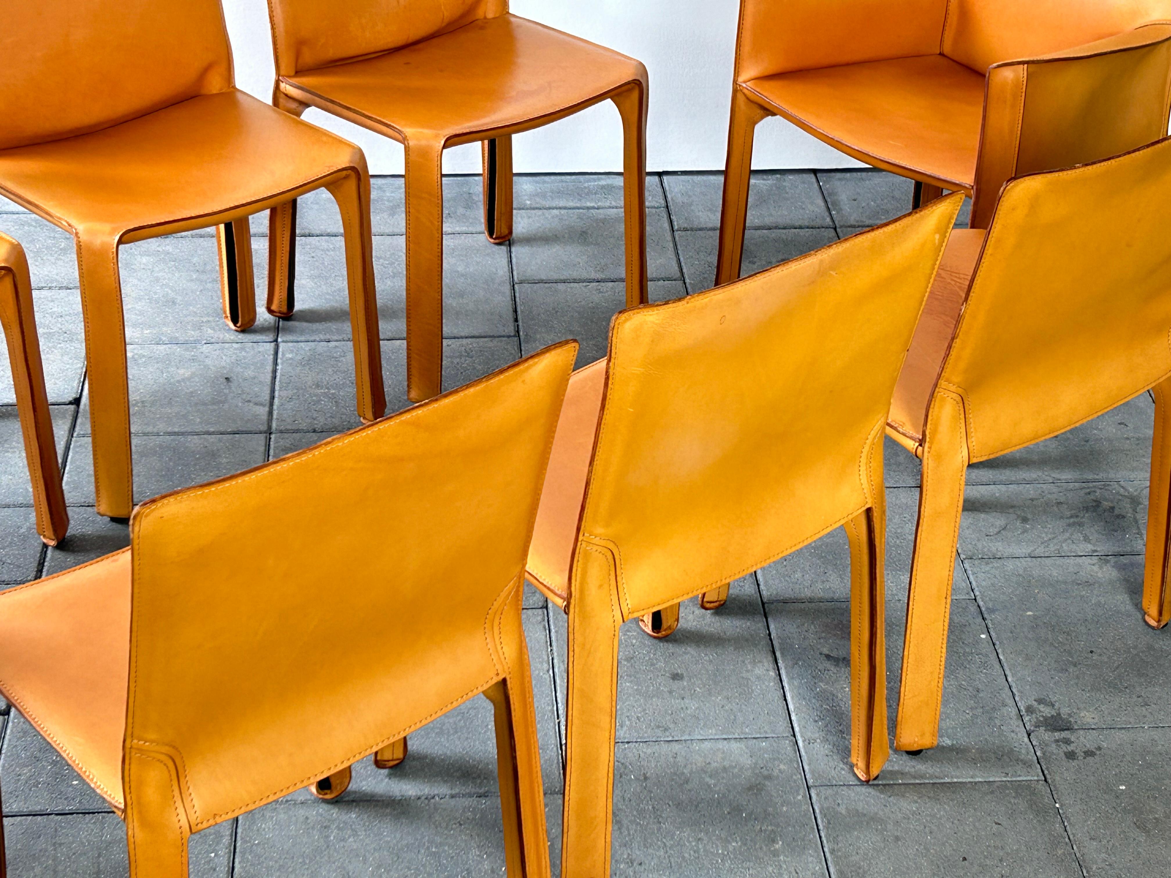 Set of 8 Cassina Cab Chairs Designed by Mario Bellini 1978 in Natural ...