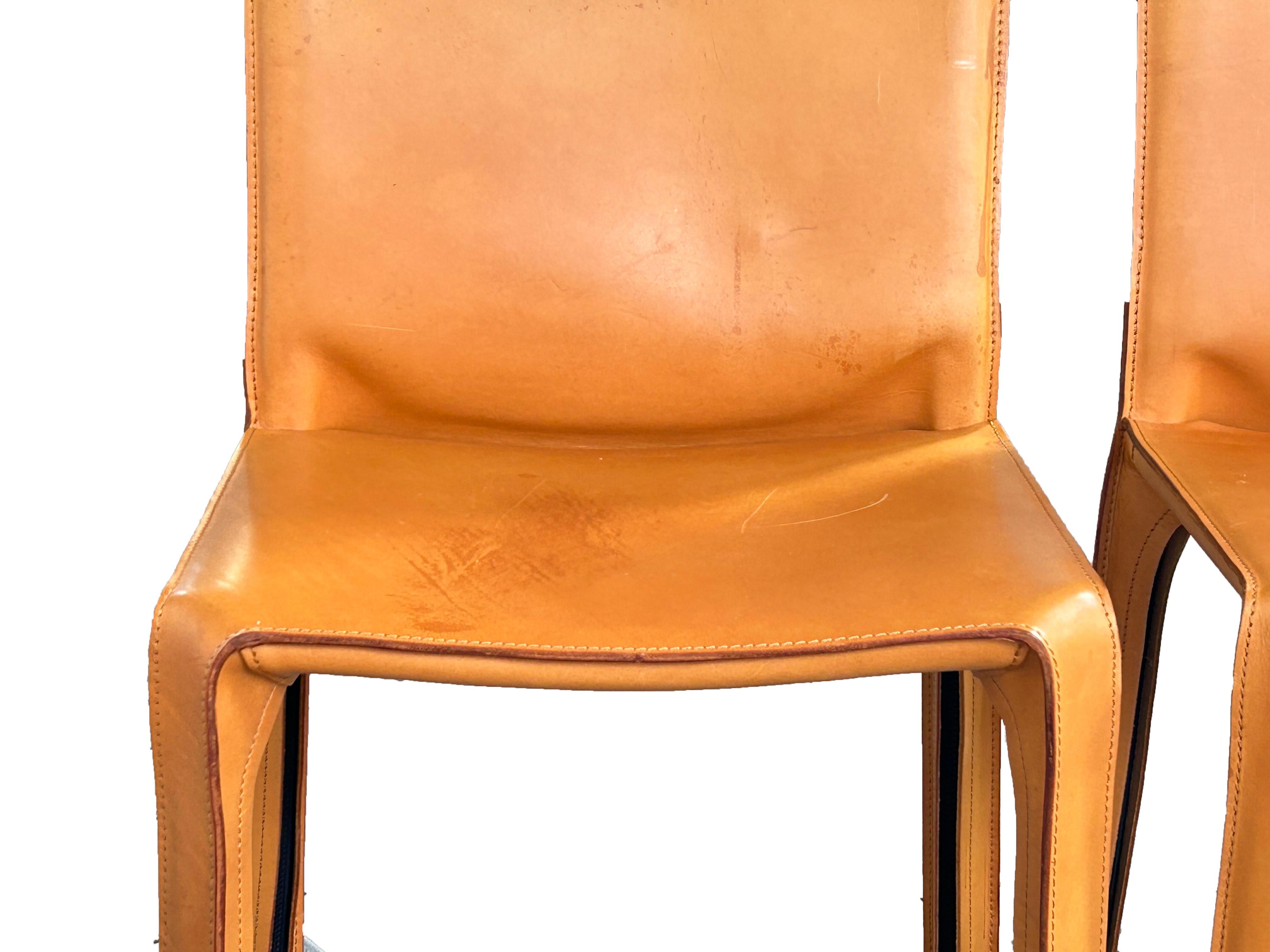 Set of 8 Cassina Cab Chairs Designed by Mario Bellini 1978 in Natural ...