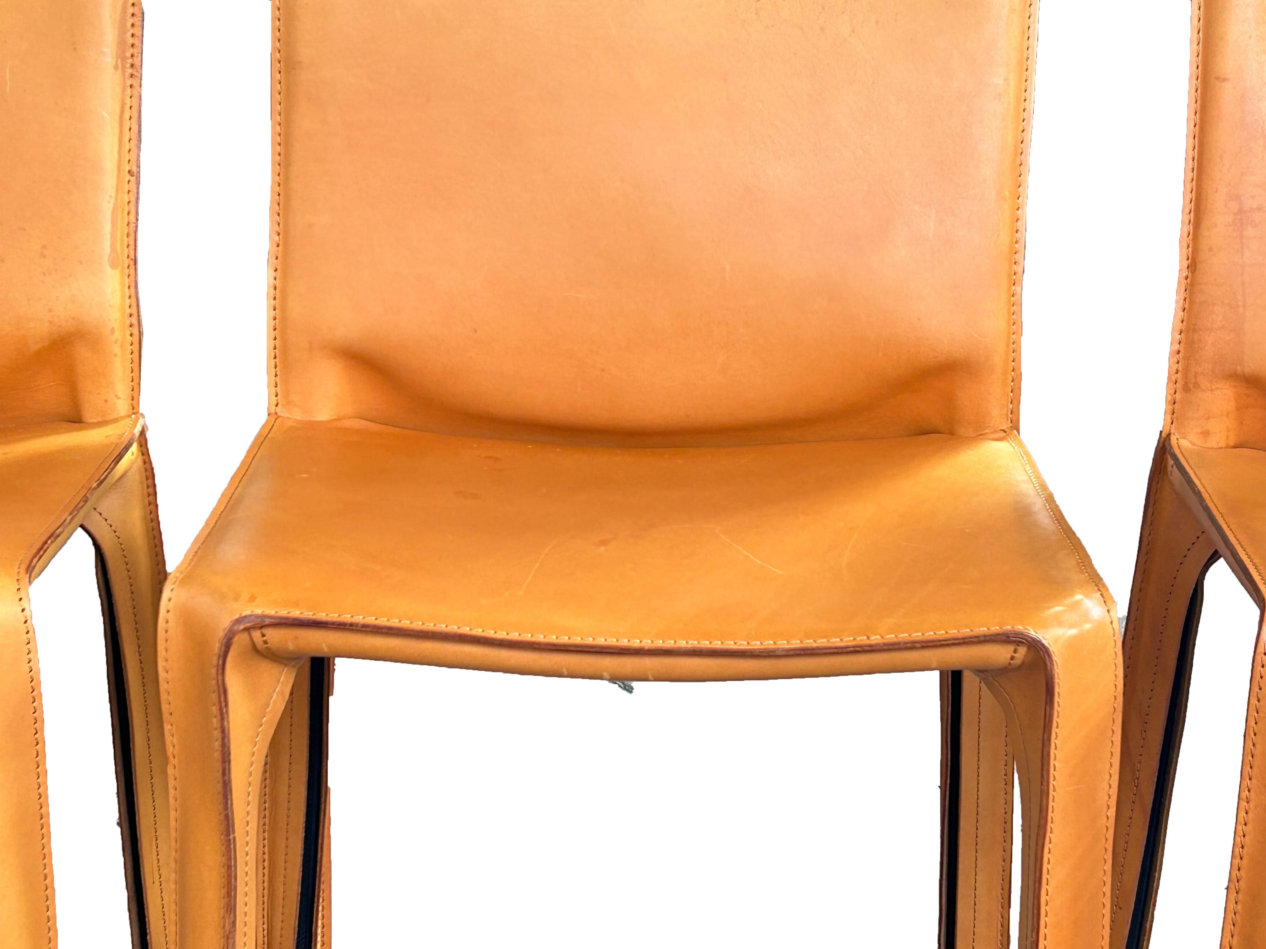 Set of 8 Cassina Cab Chairs Designed by Mario Bellini 1978 in Natural ...