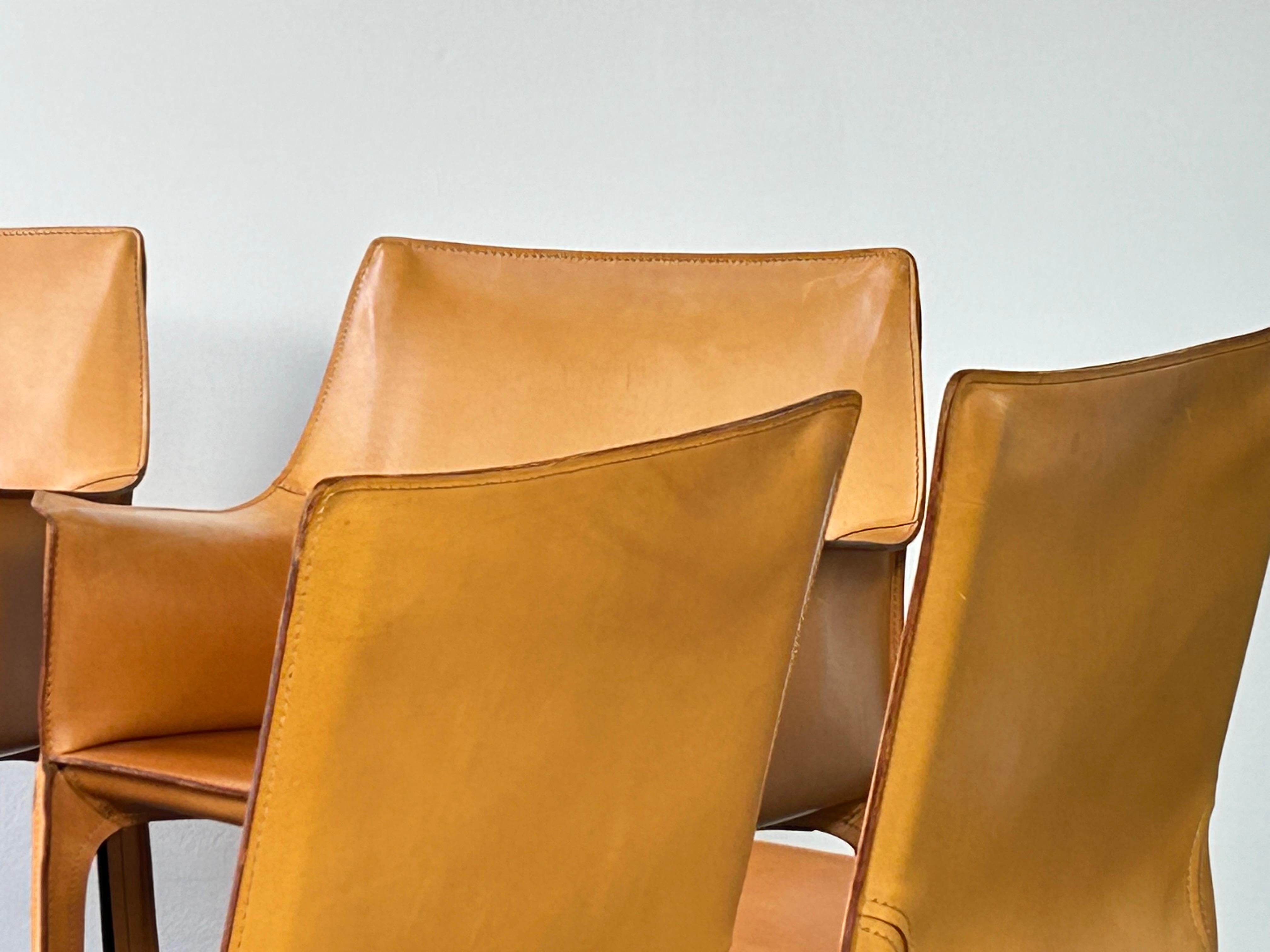 Set of 8 Cassina Cab Chairs Designed by Mario Bellini 1978 in Natural ...