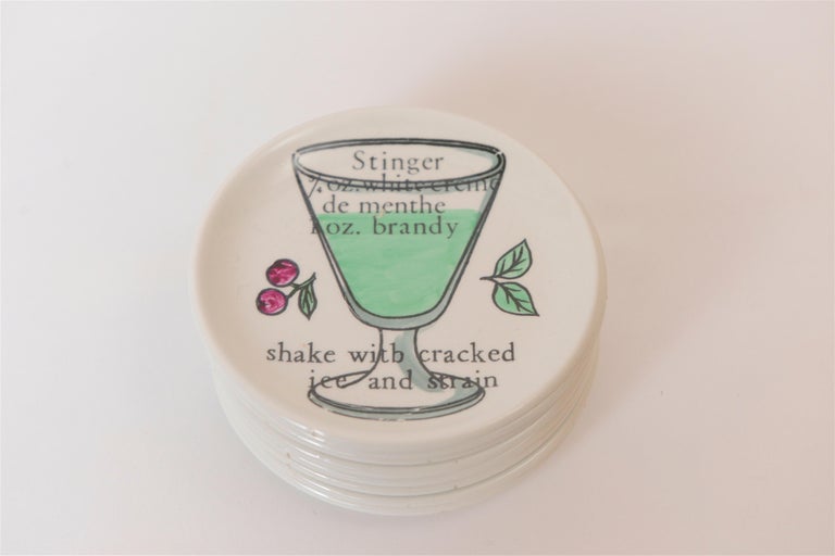 Set of 8 Ceramic ‘Cocktail’ Coasters by Piero Fornasetti, Italy, circa ...