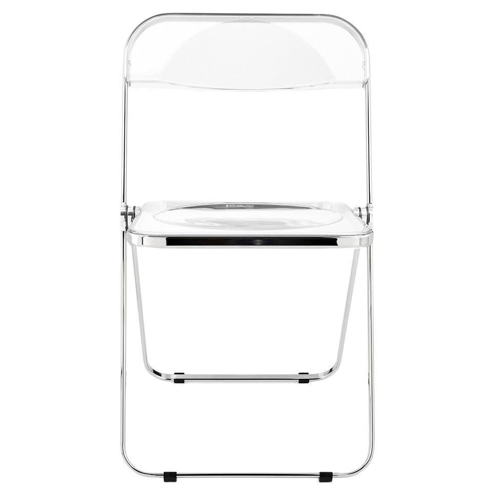 Set of 8 Clear Lucite Chrome Frame "Plia" Italian Chairs for Castelli ...