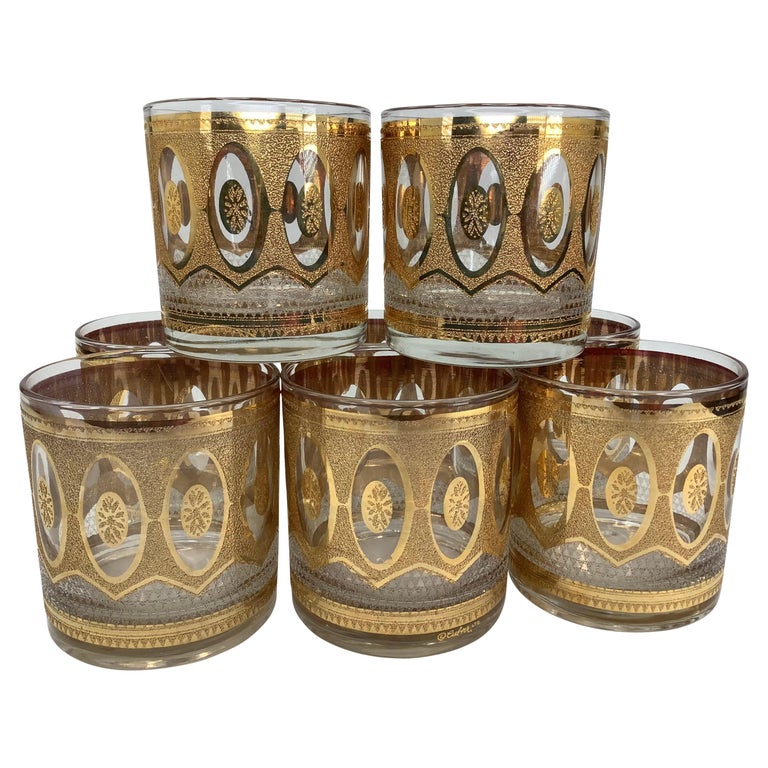 Set of 8 Culver Rock Cocktail Glasses "Regency White" Old Fashioned at ...