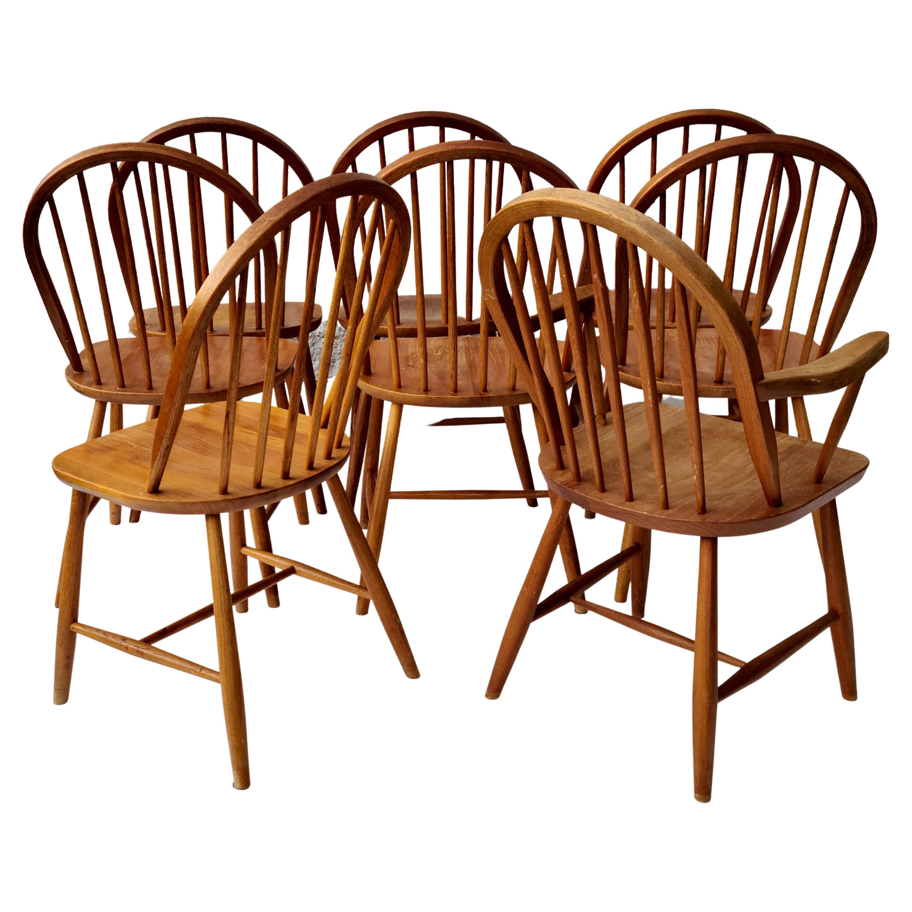 Set of 8 Danish Sculpted Teak Dining Chairs Erik Ole Jorgensen Denmark ...