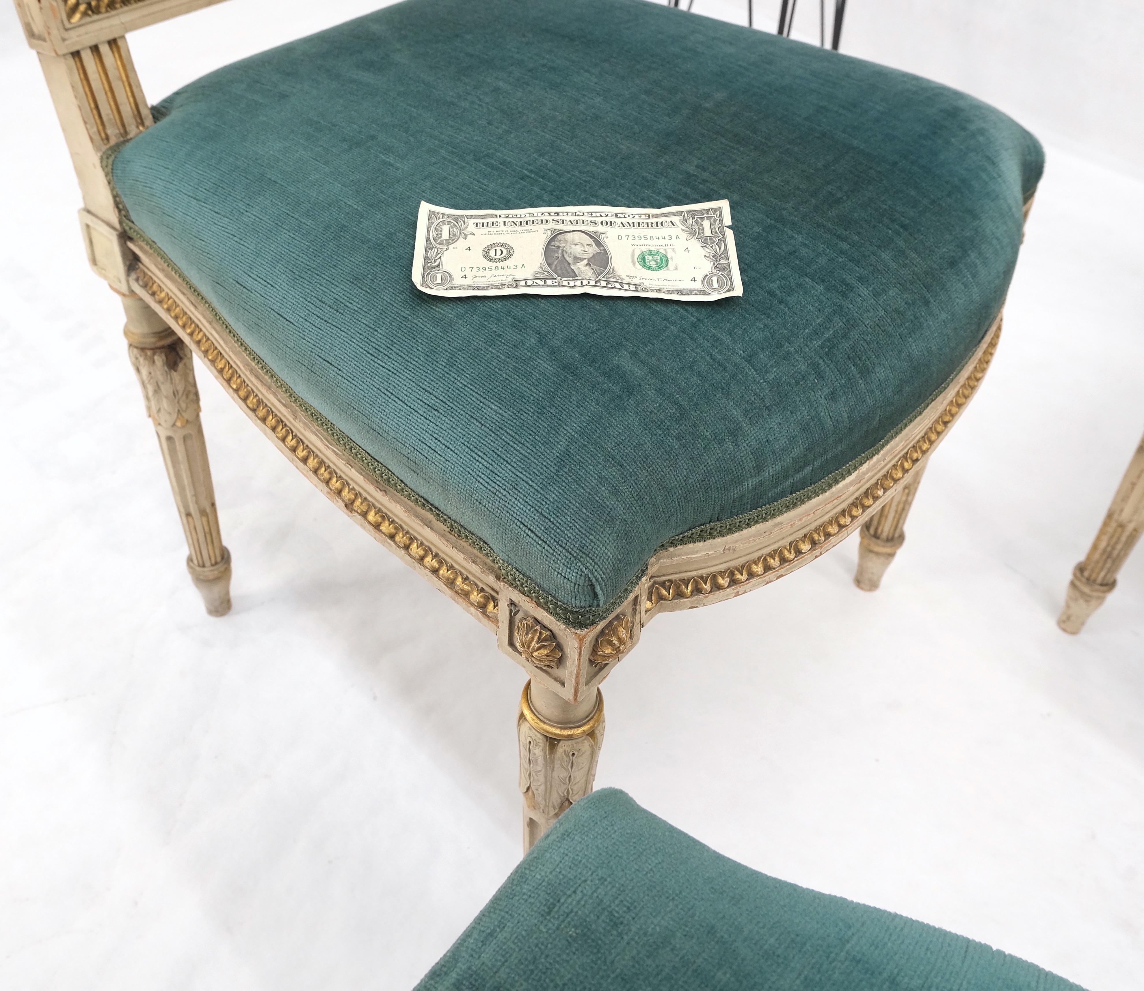 Set of 8 Fine Carved Louis XVI Lotus Paint and Gold Gilt Decorated ...