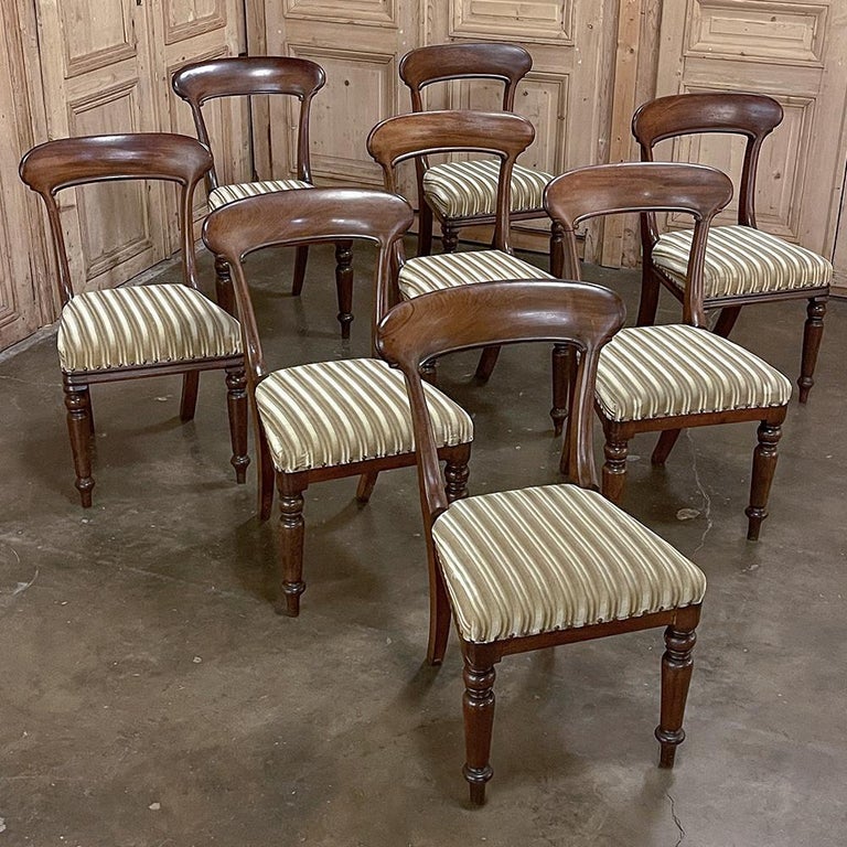 Set of 8 French Louis Philippe Dining Chairs with Striped Mohair For ...