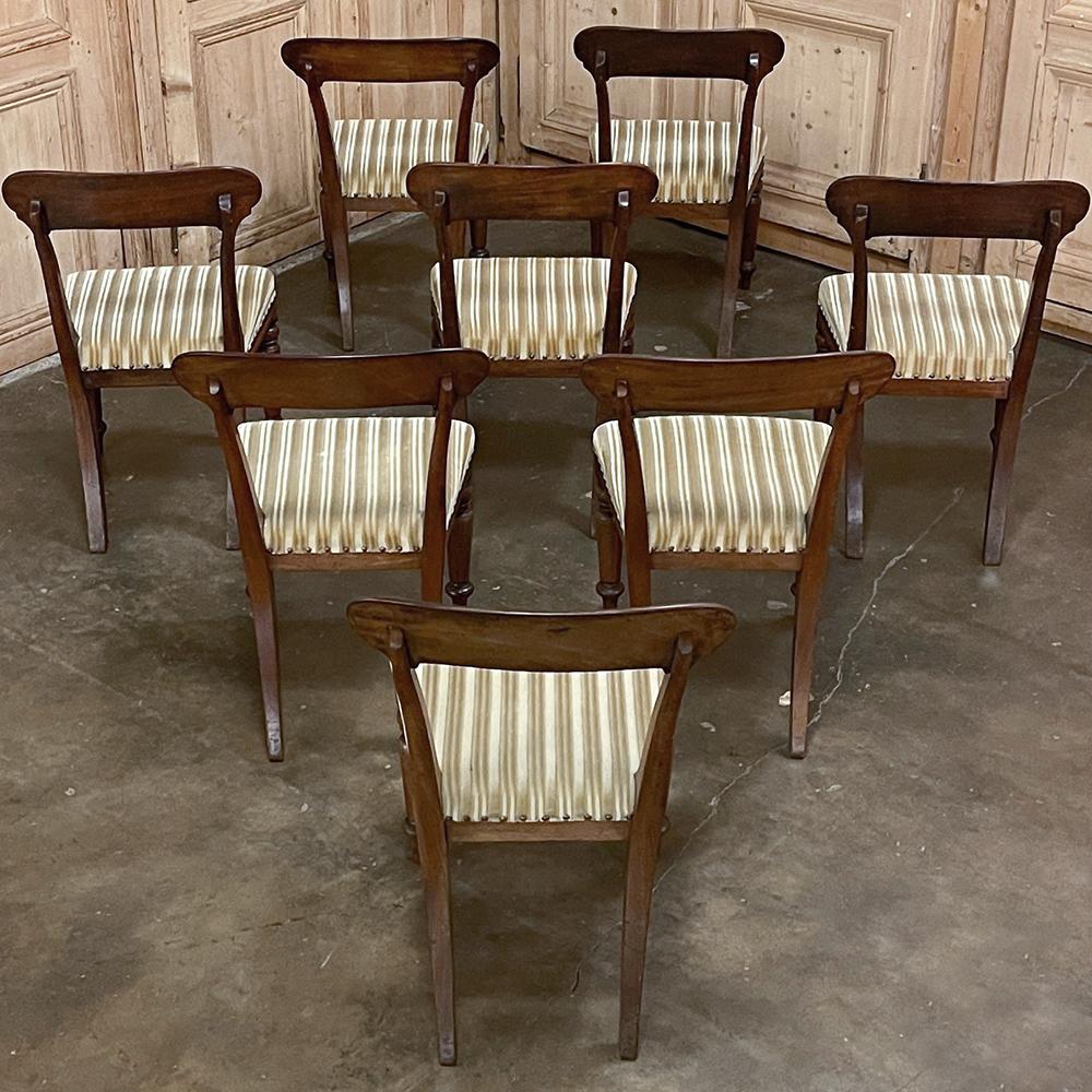 Set of 8 French Louis Philippe Dining Chairs with Striped Mohair For ...
