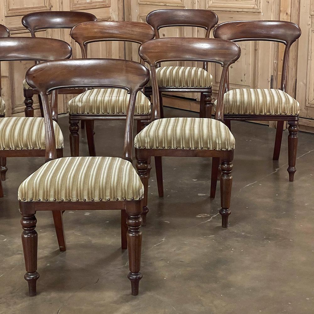 Set of 8 French Louis Philippe Dining Chairs with Striped Mohair For ...