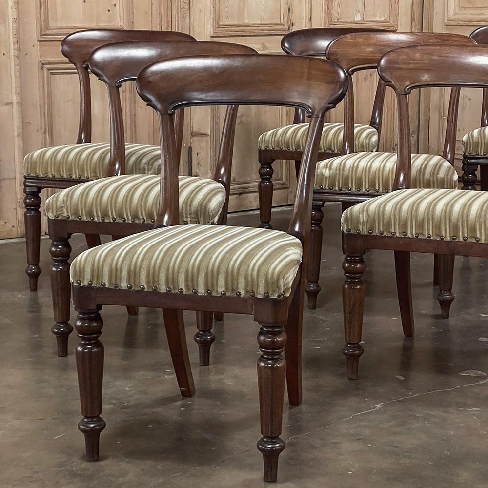 Set of 8 French Louis Philippe Dining Chairs with Striped Mohair For ...