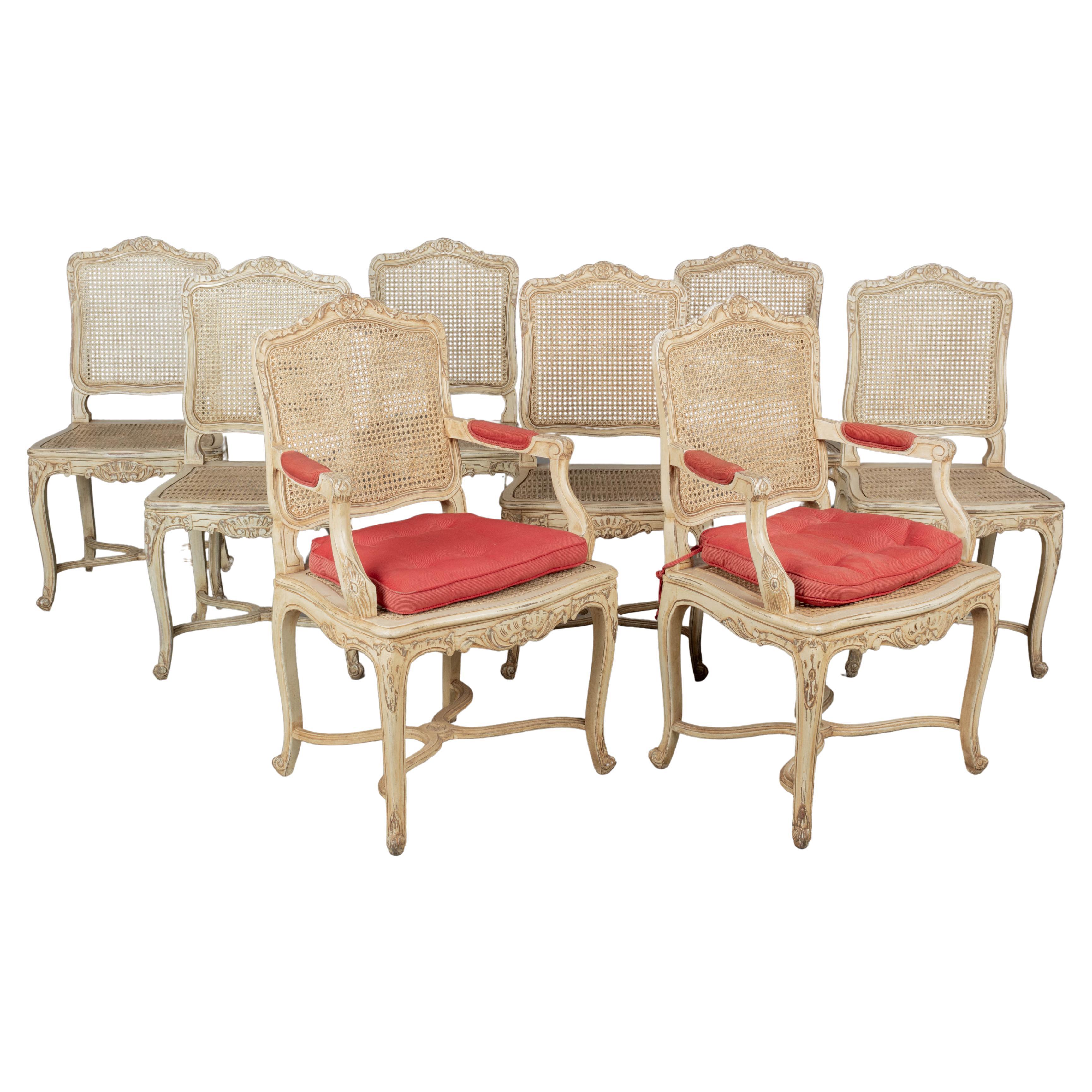 Set of 8 French Louis XV Style Dining Chairs For Sale at 1stDibs