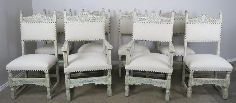 Set of 8 French Painted Dining Chairs, 19th Century For Sale at 1stdibs