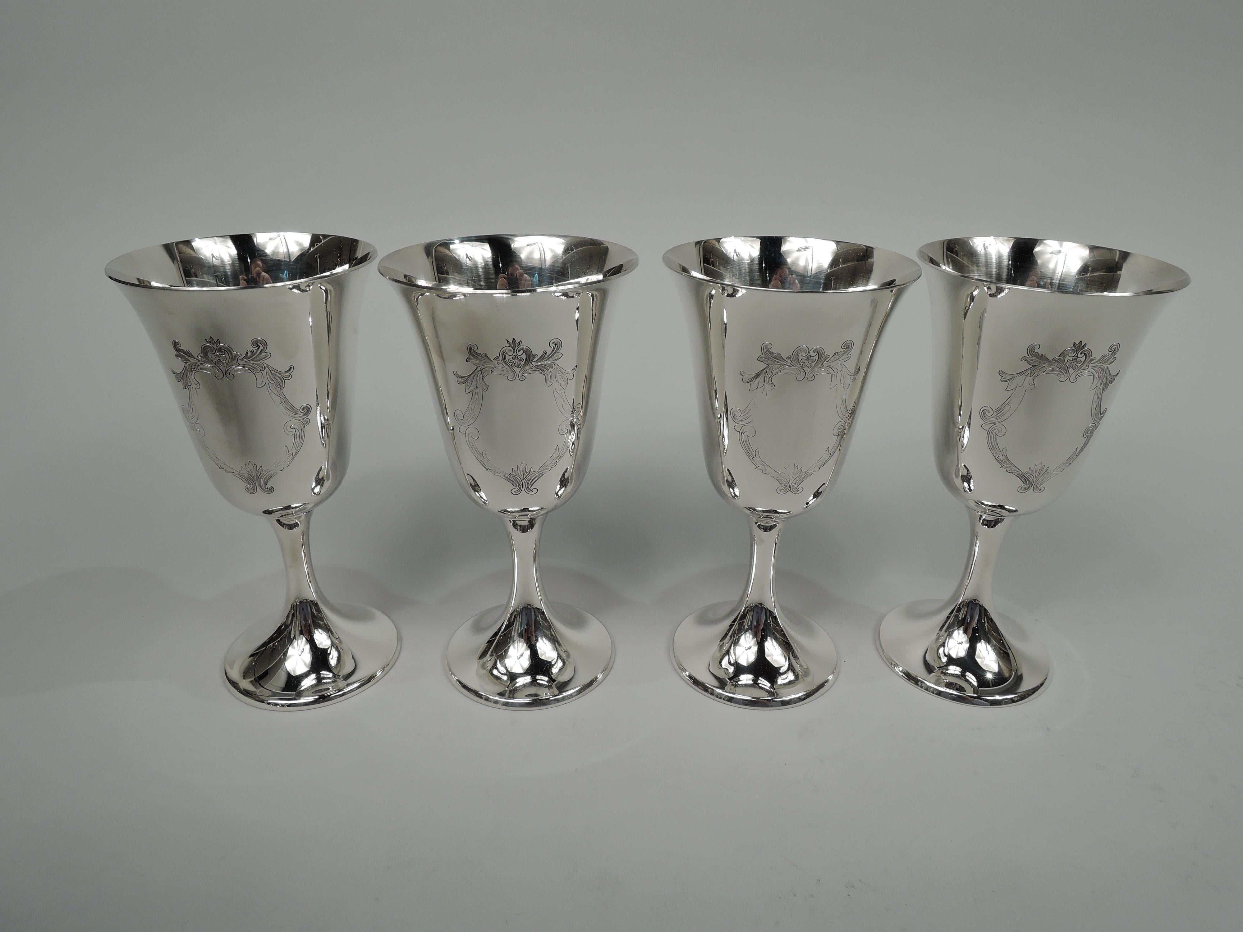 Set of 8 Gorham Goblets in Engraved Puritan Pattern For Sale at 1stDibs