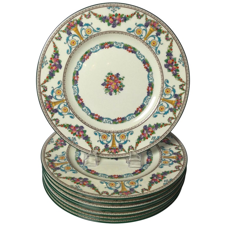 Set of 8 Hand Enameled English Plates by Wedgwood, 1930s For Sale at ...