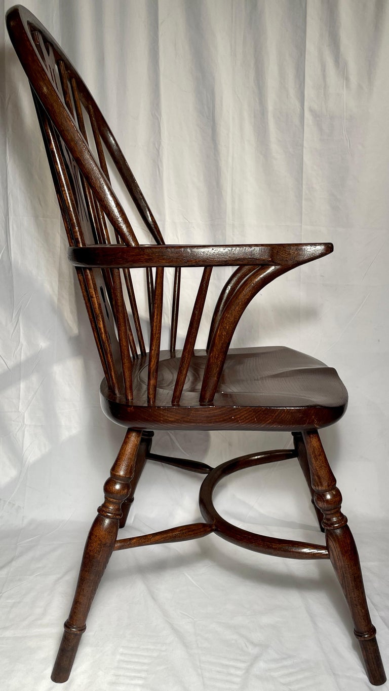 Set of 8 Hand-Made English Oak Windsor Arm Chairs For Sale at 1stDibs