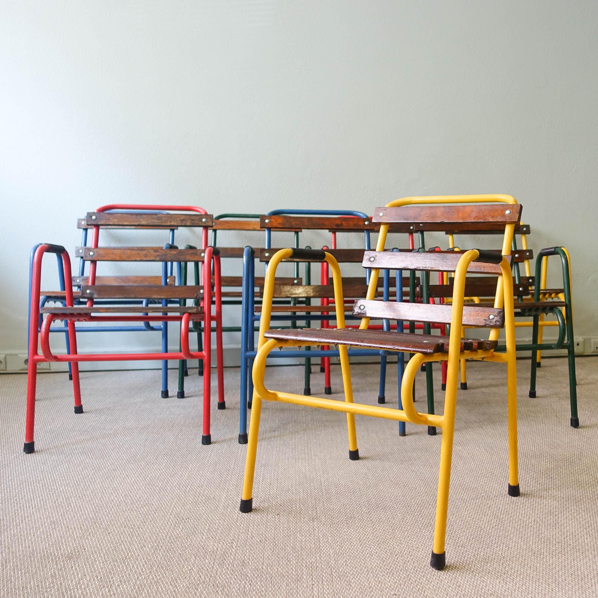 Set of 8 Industrial Colorful Armchairs by Altamira, 1960's at 1stDibs ...