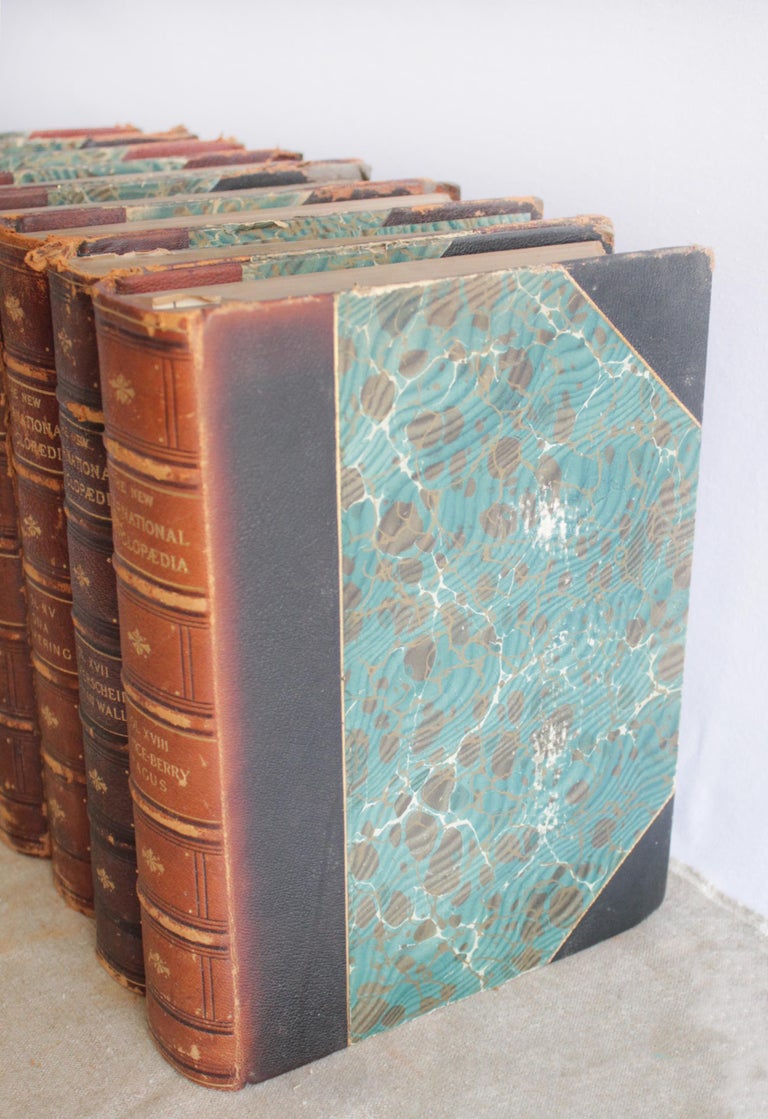 Set of 8 Leather Bound Encyclopedia at 1stDibs | leather bound ...