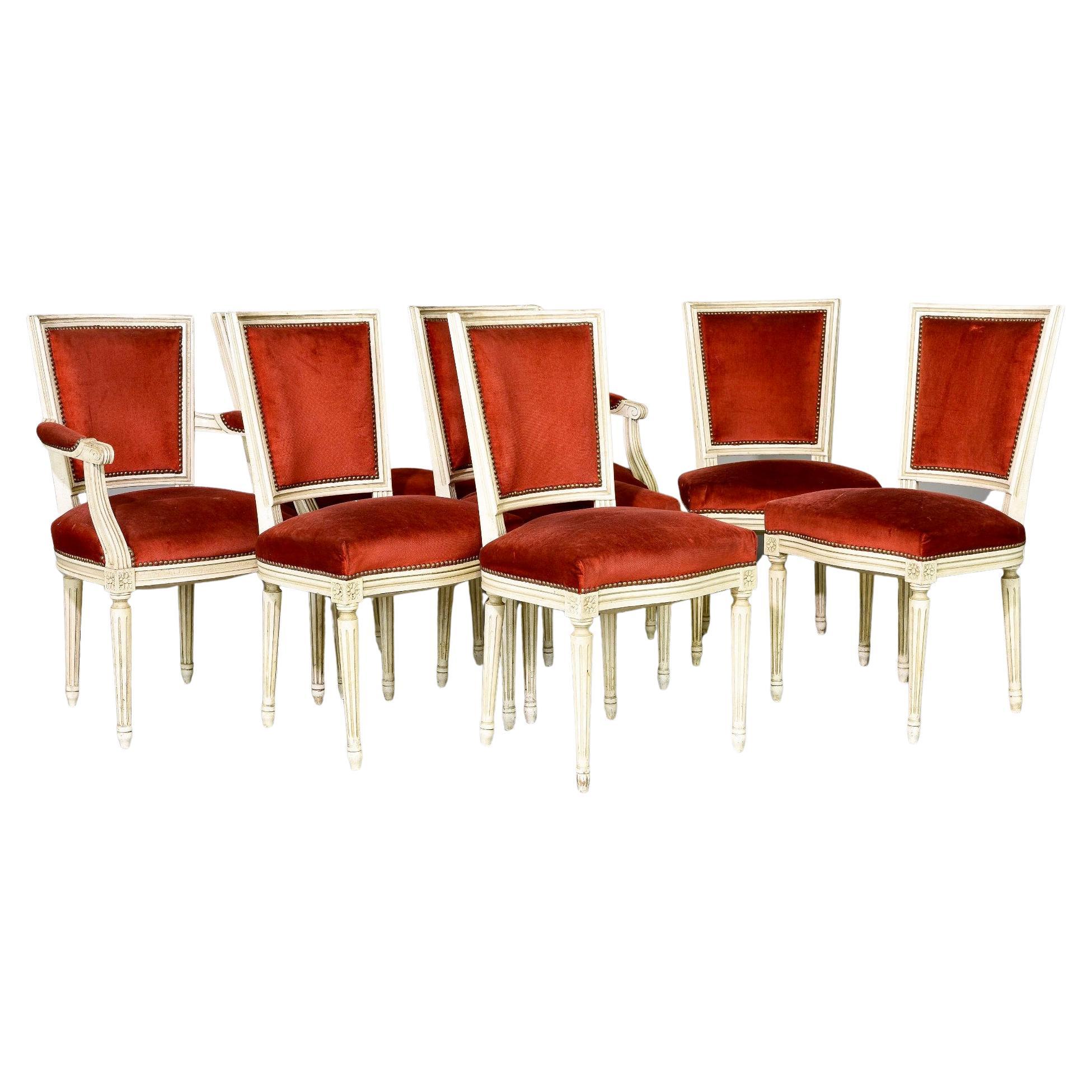 Set of 8 Louis XVI Style Painted Dining Chairs at 1stDibs