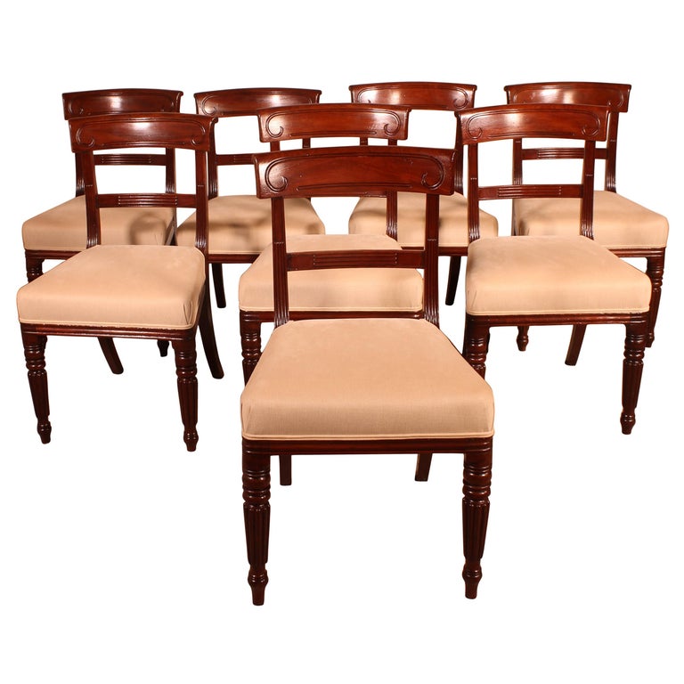 Set of 8 Mahogany Chairs, Early 19th Century For Sale at 1stDibs