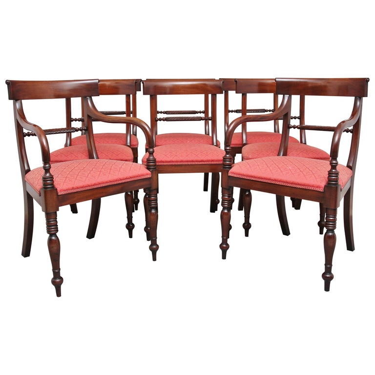 Set of 8 Mahogany Rope Back Dining Chairs at 1stDibs
