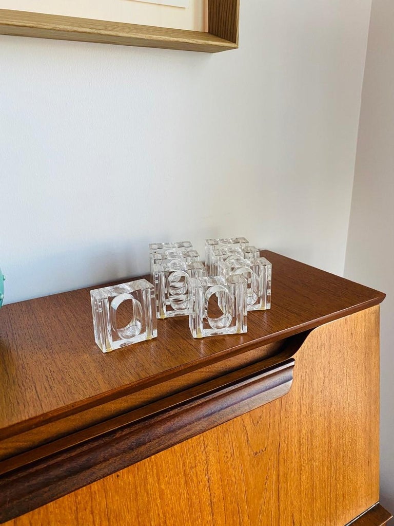 Set of 8 MC Square Clear Lucite Napkin Holders and Salt Pepper Shakers ...
