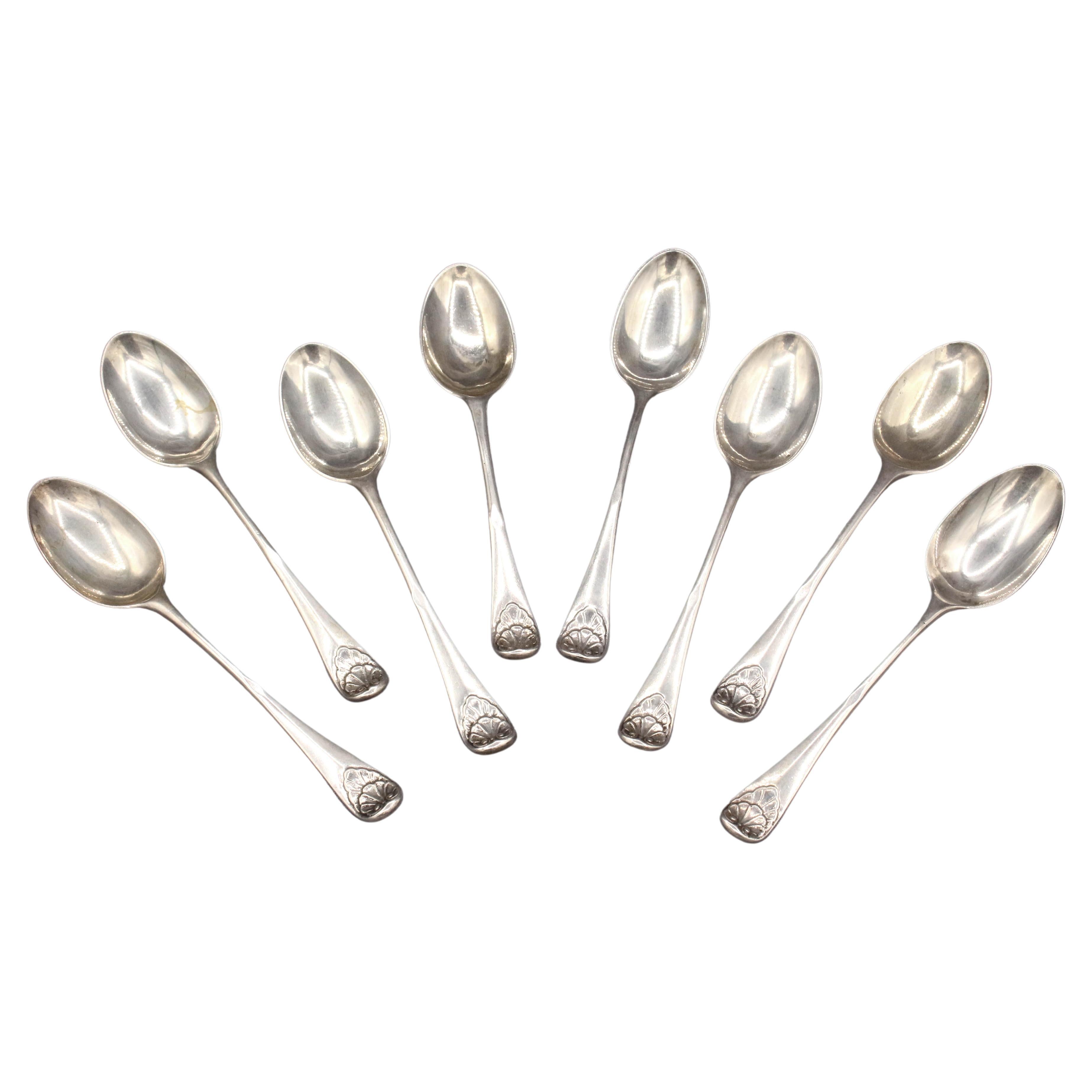 Set of 8 Mid-18th Century Continental Silver Teaspoons For Sale at 1stDibs