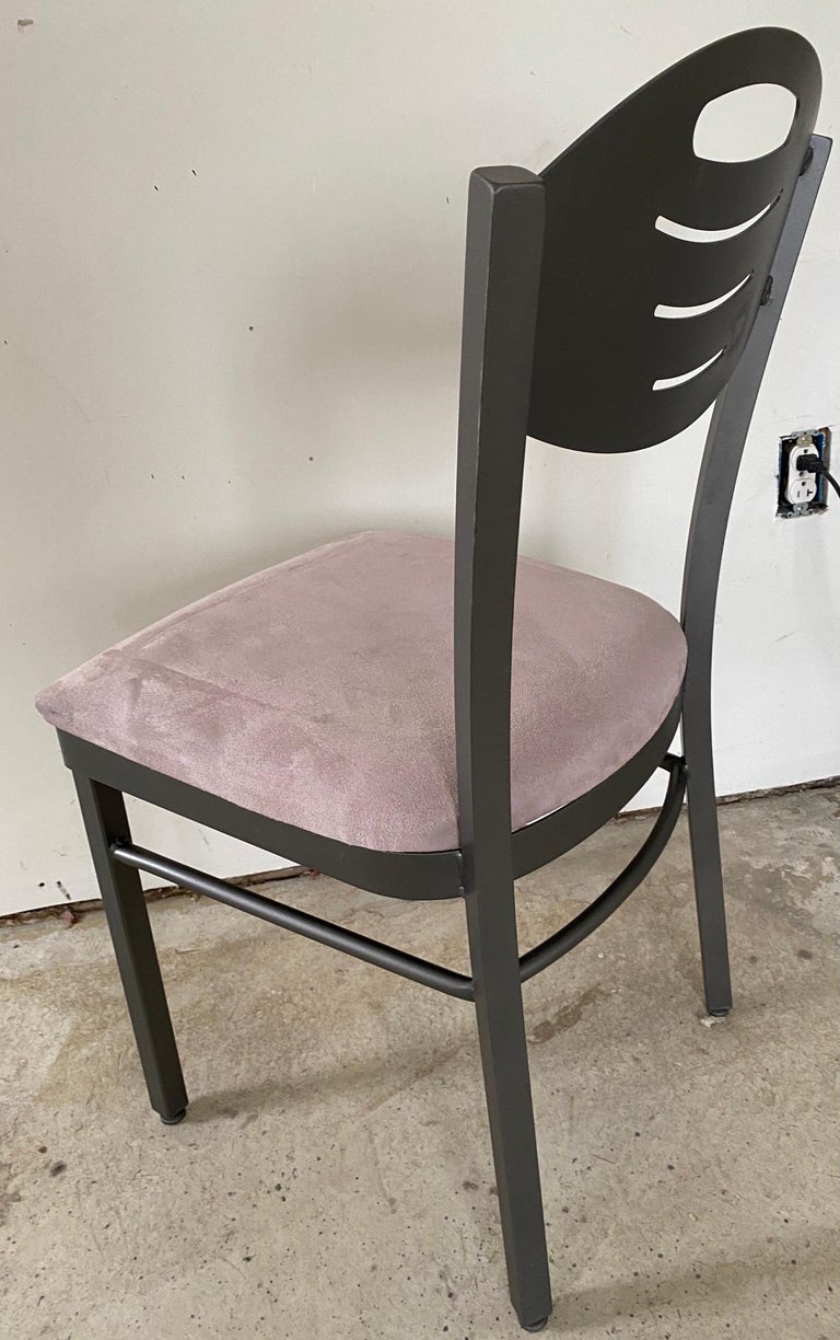 Set of 8 Mid-Century Modern Metal Dining Chairs For Sale at 1stDibs