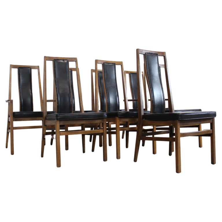 Set of 8 Mid-Century Modern Tall Back Dining Chairs by Founders For ...